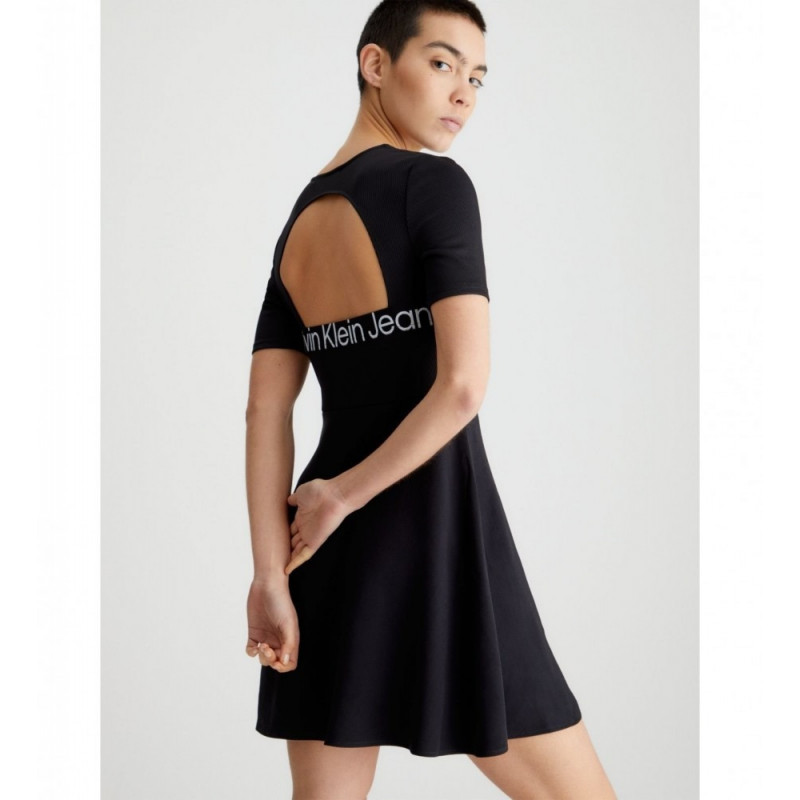 Short Sleeve Logo Elastic Dress Ck Black CALVIN KLEIN - Guanxe Atlantic Marketplace