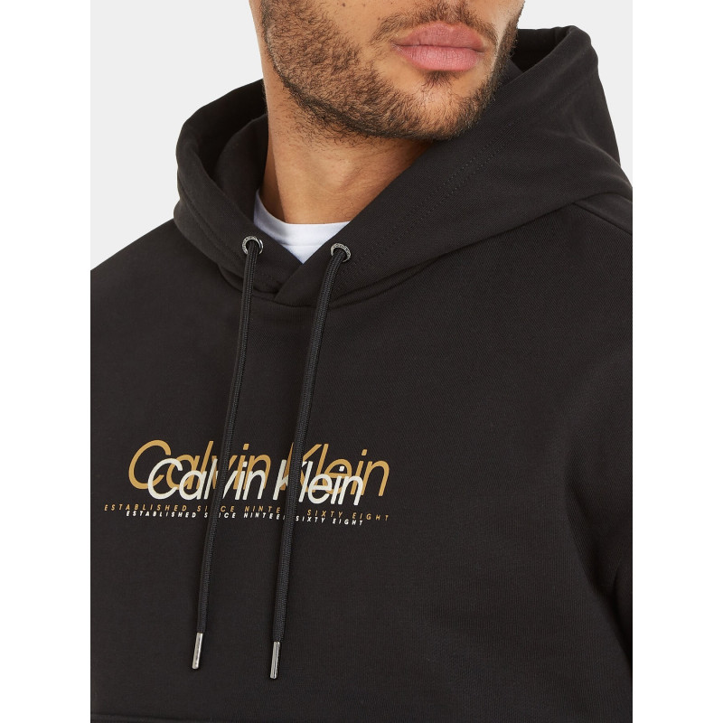 Double Flock Logo Hoodie Ck Black CALVIN KLEIN - Guanxe Atlantic Marketplace