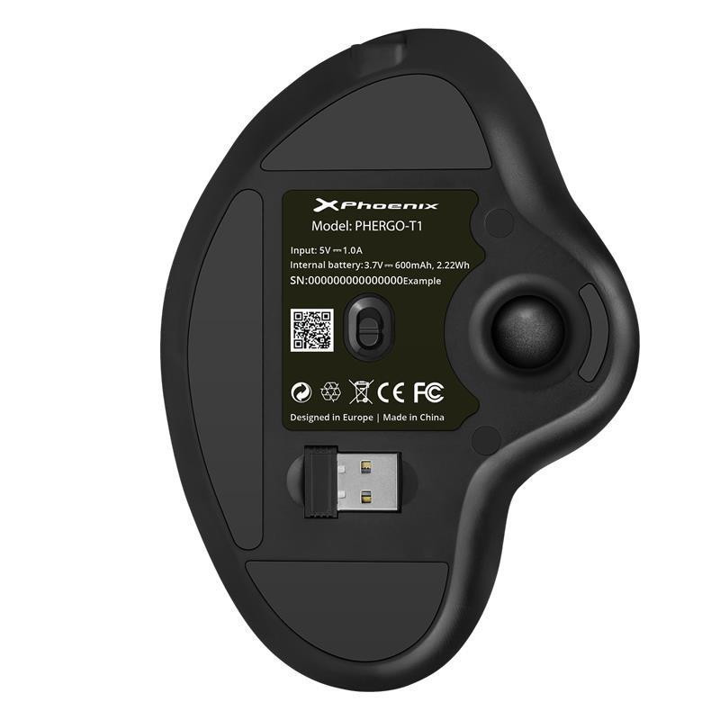 PHOENIX Ergo T1 Ratón Ergonómico Inalámbrico Trackball Negro - Guanxe Atlantic Marketplace